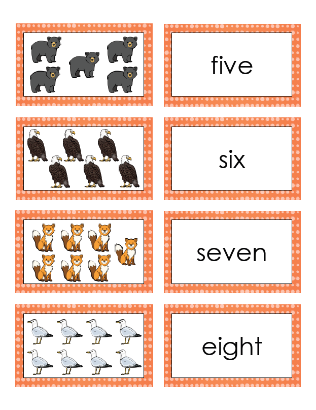 Northern Forest Animals Number Matching Cards - 1-10 - Digital Product ...