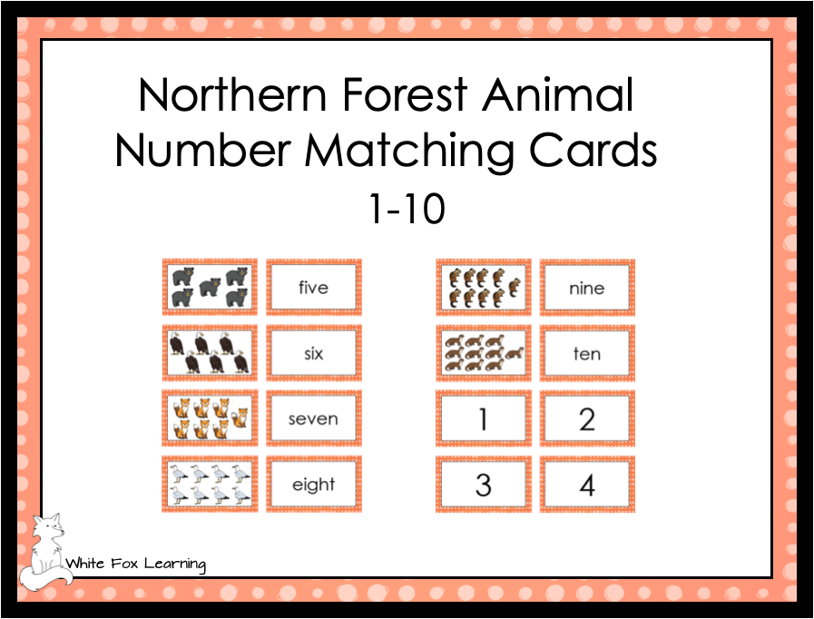 Northern Forest Animals Number Matching Cards - 1-10 - Digital Product ...